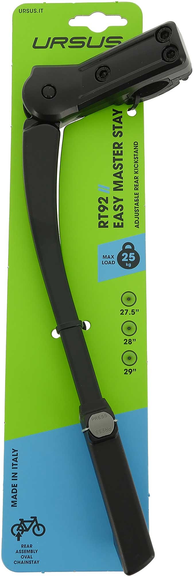 Ursus Béquille réglable easy master stay 355mm - noir- alu 27,5 - 29 ...